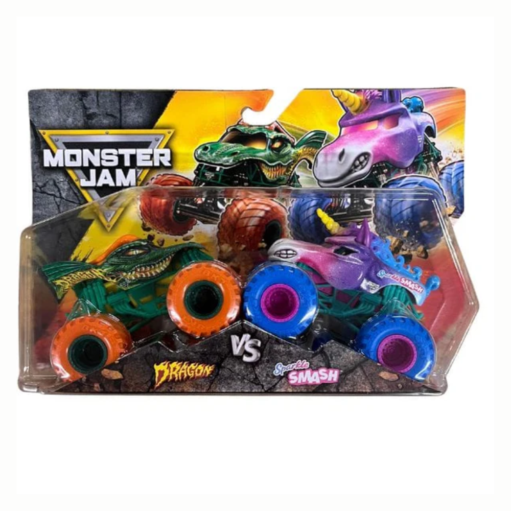 Monster Jam - 1:64 Series 33 - Dragon VS Sparkle Smash – Toys4you