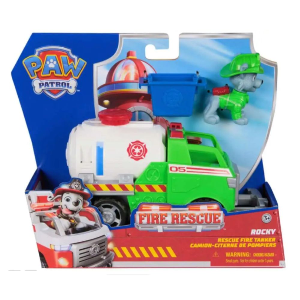 Paw Patrol Fire Rescue Rocky Rescue Fire Tanker Vehicle & Figure – Toys4you